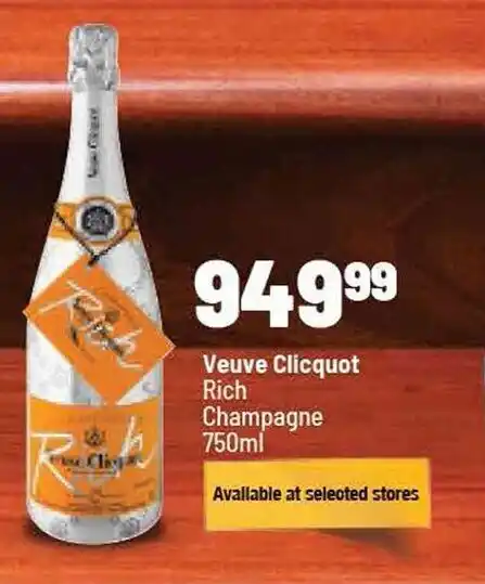 Veuve Clicquot Rich Champagne 750ml offer at Spar