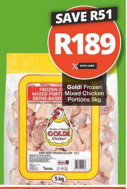 Goldi Frozen Mixed Chicken Portions 5kg offer at Checkers