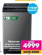 Hisense 14kg top loader washing machine wtja1402t offer at Game