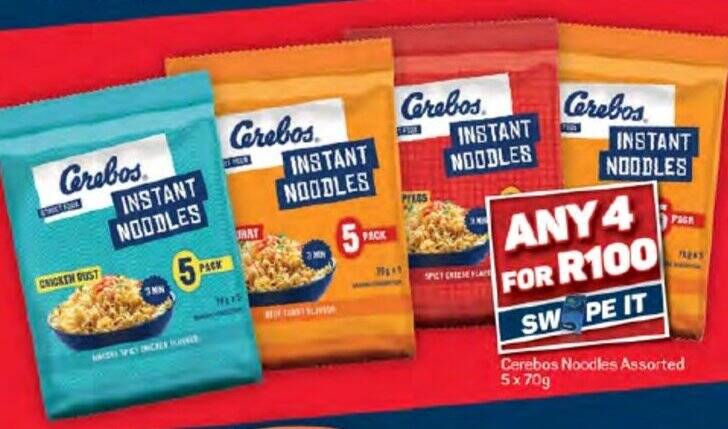 Cerebos Noodles Assorted 5x70g offer at Pick n Pay