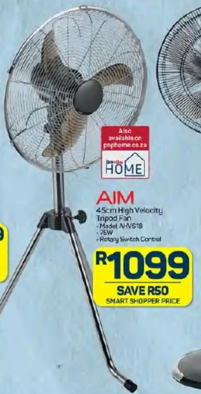 AIM 45cm High Velocity Tripod Fan offer at Pick n Pay