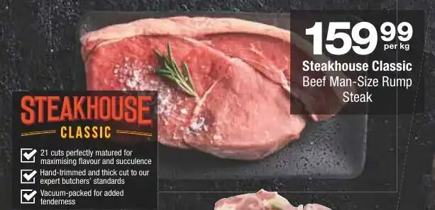 Steakhouse Classic Beef Man-Size Rump Steak offer at Checkers