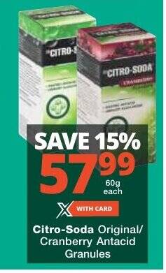 Citro-Soda Original/ Cranberry Antacid Granules offer at Checkers