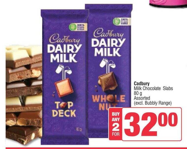 Cadbury Milk Chocolate Slabs 80g offer at Spar