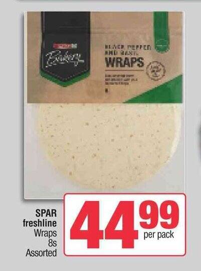 SPAR freshline Wraps 8s Assorted offer at Spar