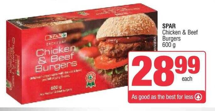 SPAR Chicken & Beef Burgers 600g offer at Spar