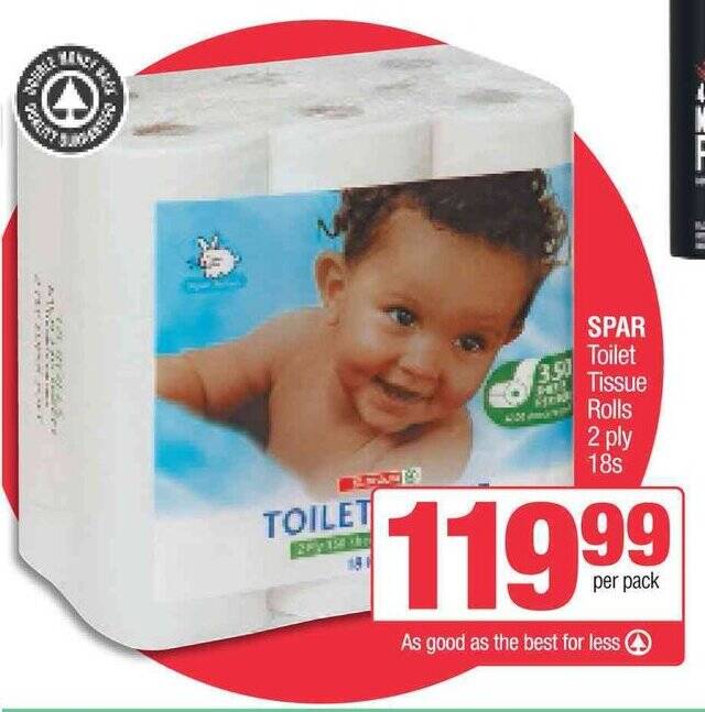 SPAR Toilet Tissue Rolls 2 ply 18s offer at Spar
