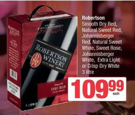 ROBERTSON WINERY 3 litre offer at Spar