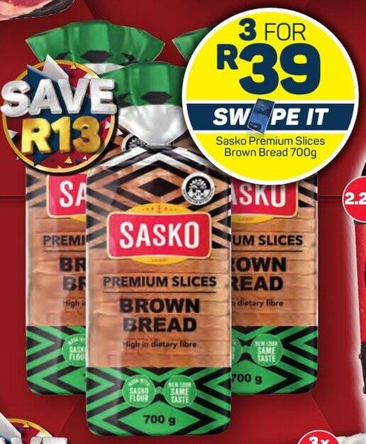 Sasko Premium Slices Brown Bread 700g offer at Pick n Pay