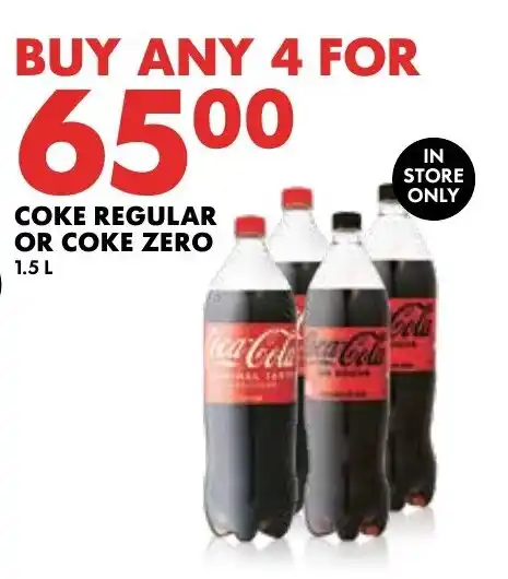 COKE REGULAR OR COKE ZERO 1.5 L offer at Woolworths