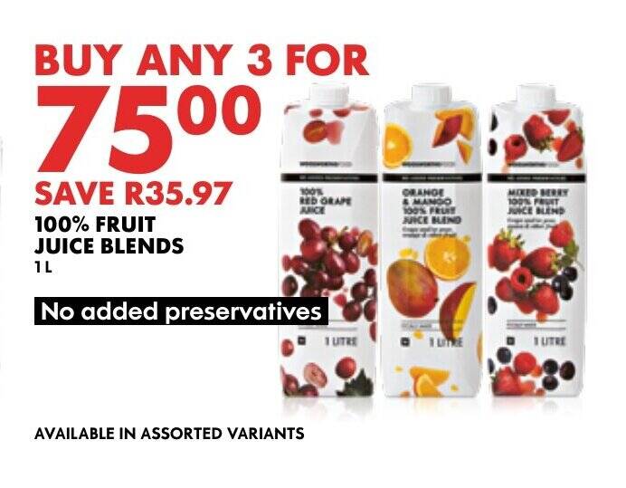 100% FRUIT JUICE BLENDS 1L offer at Woolworths