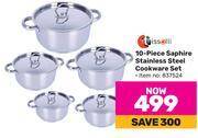 Tissolli 10 piece saphire stainless steel cookware set offer at Game