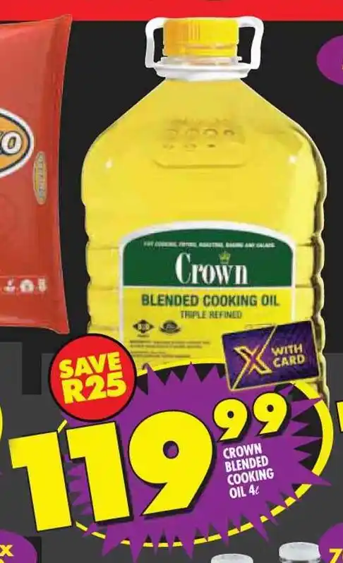 CROWN BLENDED COOKING OIL 4L offer at Shoprite