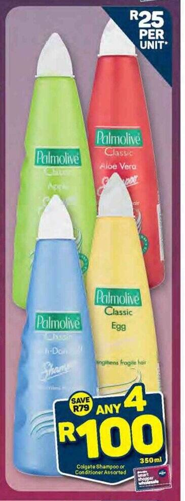 Palmolive Colgate Shampoo or Conditioner Assorted 350ml offer at Pick n Pay