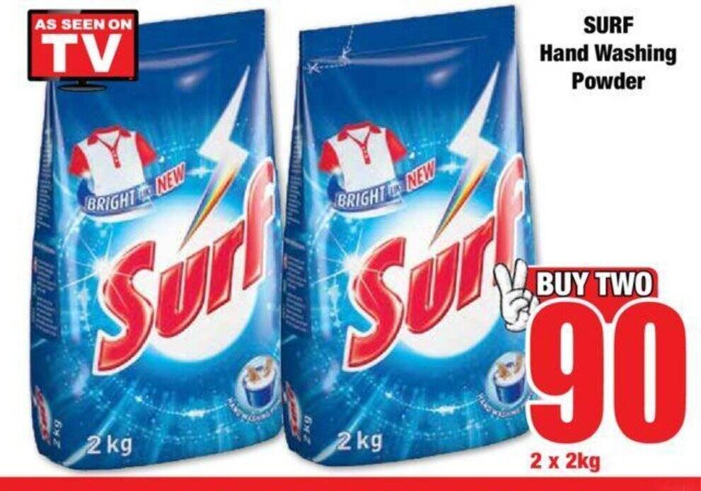 SURF Hand Washing Powder 2 x 2kg offer at Boxer