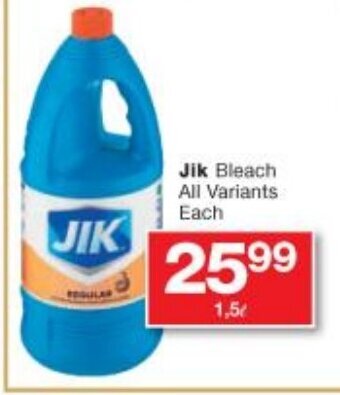 JIK Bleach All Variants 1,5 Litre offer at Checkers