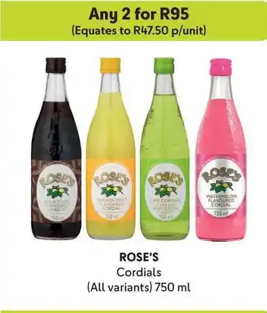ROSE'S Cordials (All variants) 750 ml offer at Makro