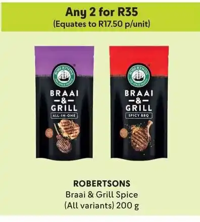ROBERTSONS Braai & Grill Spice (All variants) 200g offer at Makro