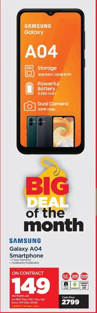 Samsung Galaxy A04 Smartphone Offer At Hifi Corp