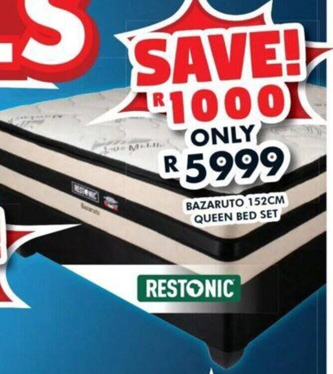 RESTONIC BAZARUTO 152CM QUEEN BED SET offer at Russells