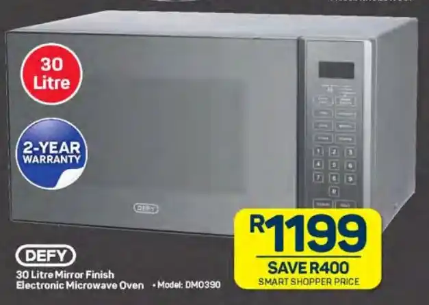 DEFY 30 Litre Mirror Finish Electronic Microwave Oven offer at Pick n Pay