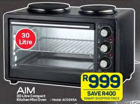 AIM 30 Litre Compact Kitchen Mini Oven offer at Pick n Pay