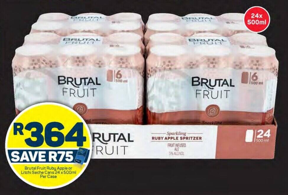 Brutal Fruit Ruby Apple or Litchi Seche Cans 24 x 500ml Per Case offer ...