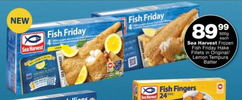 Sea Harvest Frozen Fish Friday Hake Fillets in Original/ Lemon Tempura ...