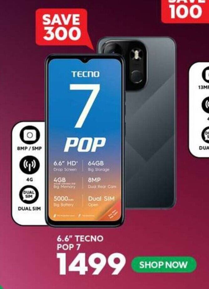 6.6" TECNO POP 7 offer at Ackermans