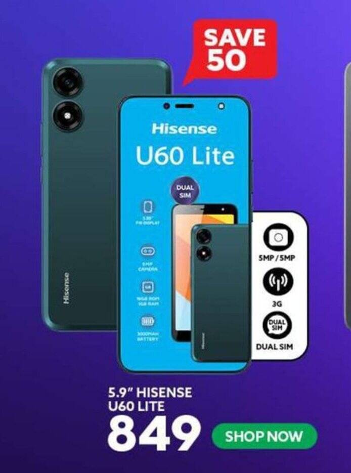 5.9″ HISENSE U60 LITE offer at Ackermans