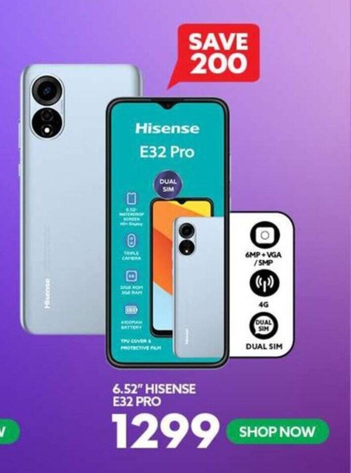 6.52″ HISENSE E32 PRO offer at Ackermans