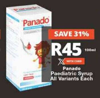 Panado Paediatric Syrup All Variants Each offer at Checkers
