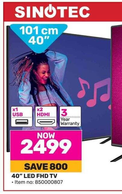 SINOTEC 40" LED FHD TV offer at Game