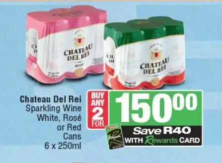 Chateau Del Rei Sparkling Wine White, Rosé or Red Cans 6 x 250ml offer ...