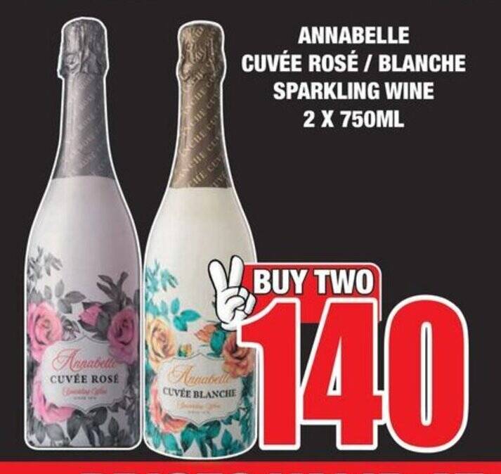ANNABELLE CUVÉE ROSÉ / BLANCHE SPARKLING WINE 2 X 750ML offer at Boxer Liquors