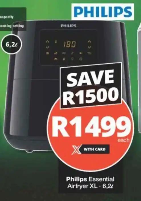 Philips Essential Airfryer XL 6,2L offer at Checkers