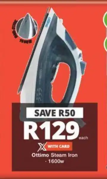 Ottimo Steam Iron 1600w offer at Checkers