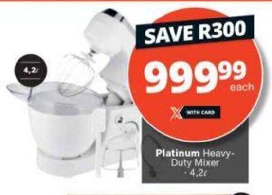 Platinum Heavy-Duty Mixer 4,2L offer at Checkers