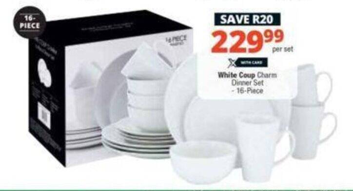 White Coup Charm Dinner Set 16-Piece offer at Checkers