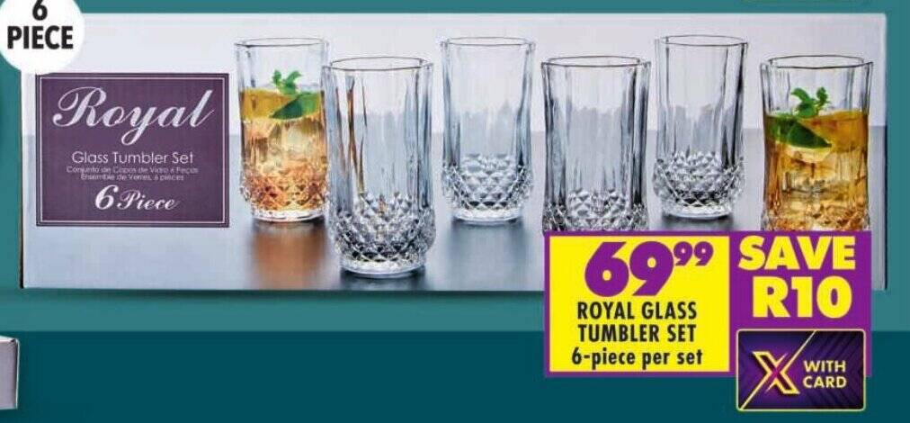 ROYAL GLASS TUMBLER SET 6-piece per set offer at Shoprite