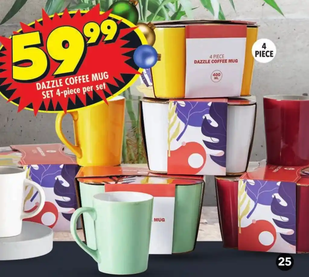 DAZZLE COFFEE MUG SET 4-piece per set offer at Shoprite