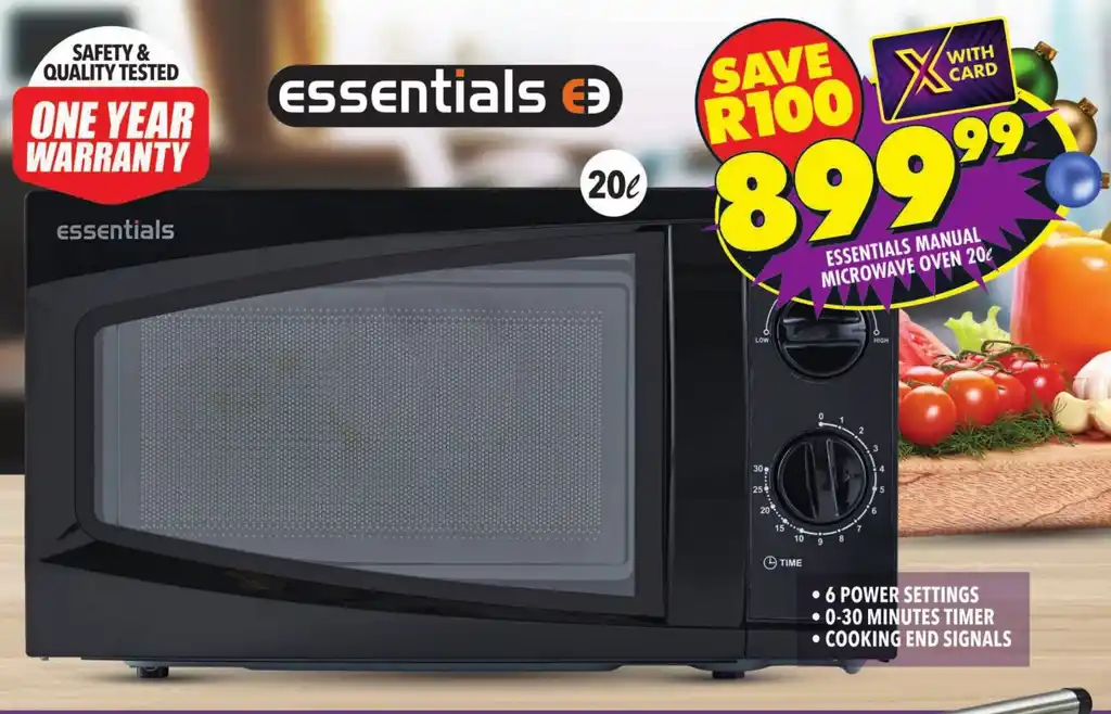 ESSENTIALS MANUAL MICROWAVE OVEN 20L offer at Shoprite