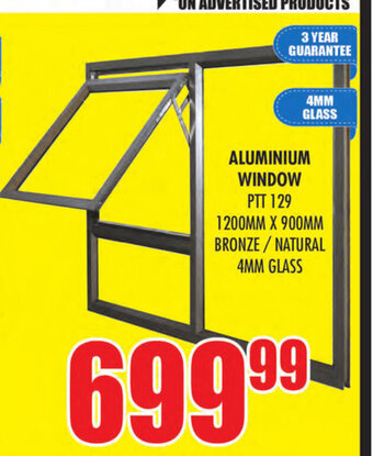 Aluminum Window PTT 129 1200mm x 900mm Bronze / Natural 4mm Glass offer ...
