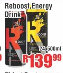 Reboost Energy Drink 24x500ml offer at Devland Cash And Carry