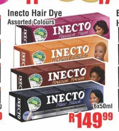 Inecto Hair Dye Assorted Colours 6x50ml offer at Devland Cash And Carry