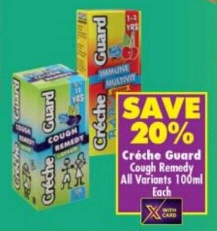 Créche Guard Cough Remedy All Variants 100ml Each offer at Shoprite