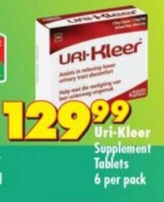 Uri-Kleer Supplement Tablets 6 per pack offer at Shoprite