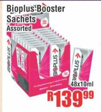 Bioplus Booster Sachets Assorted 48x10ml offer at Devland Cash And Carry
