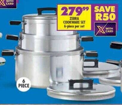 ZEBRA COOKWARE SET 6-piece per set offer at Shoprite