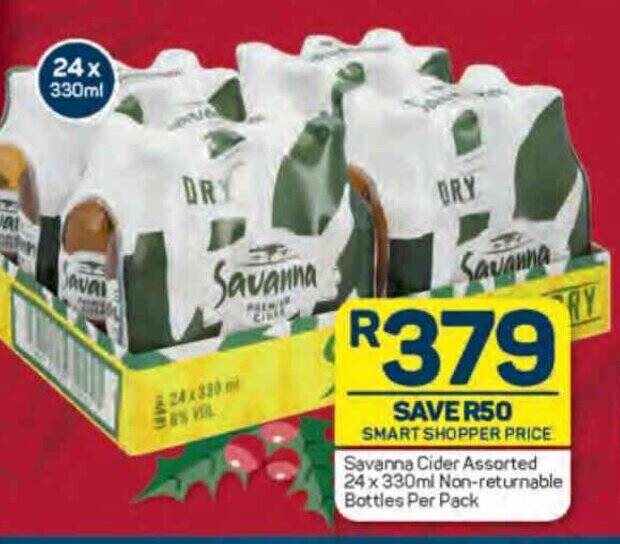 Savanna Cider Assorted 24 x 330ml Non-returnable Bottles Per Pack offer ...